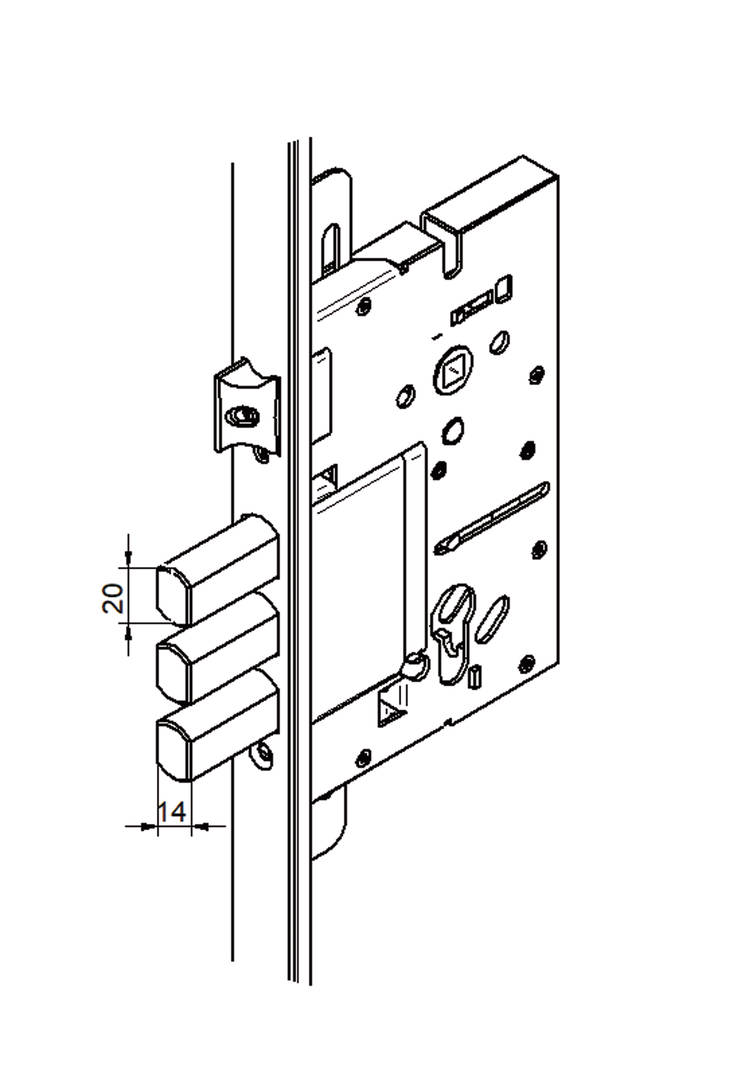 MCM 801F - Single Point Mortise Lock - DOM-MCM, Metalúrgica Cerrajera ...