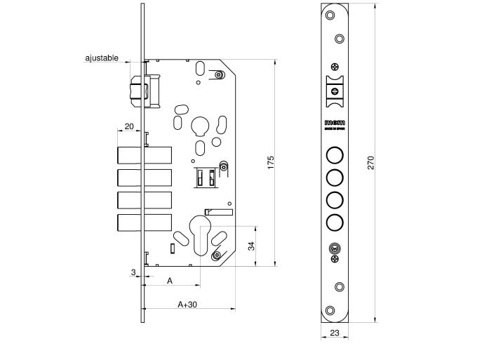 MCM 601MB - Single Point Mortise Lock - DOM-MCM, Metalúrgica Cerrajera ...