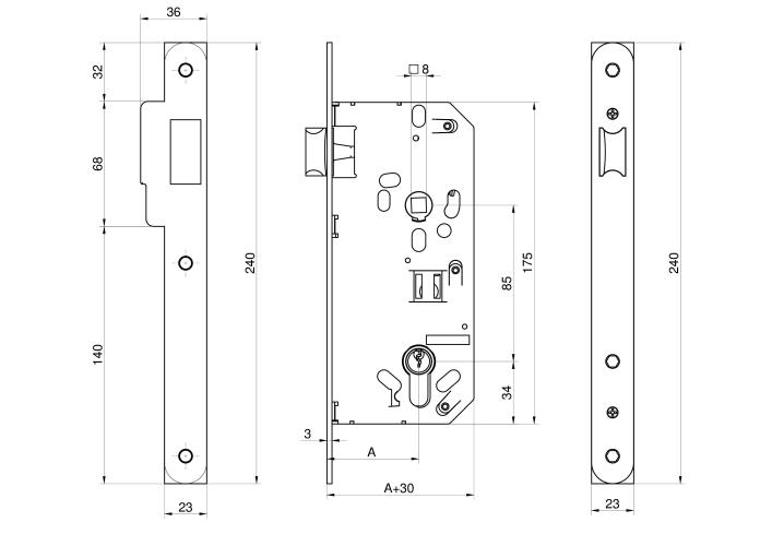 MCM SI19 - Single Point Mortise Lock - DOM-MCM, Metalúrgica Cerrajera ...