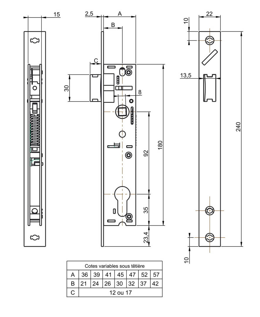 Metalux 980 - Narrow Style Mortise Locks - DOM