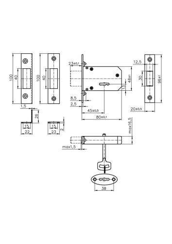 Double Bit Key Deadbolt Lock - Wide Style Mortise Locks - DOM Polska
